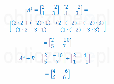 Wykonaj działania na macierzach - zad. (5) - Obliczone.pl