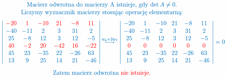 Oblicz macierz odwrotną do macierzy stopnia 6 - zad. (9) - Obliczone.pl
