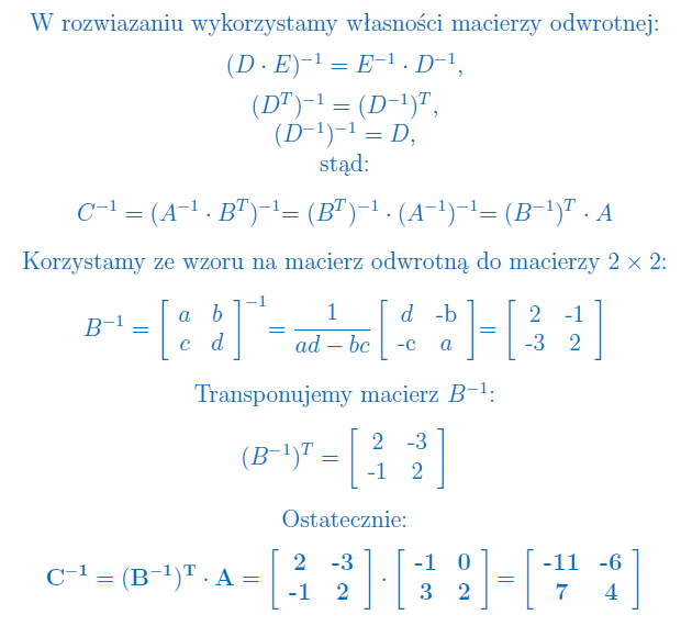 Oblicz macierz odwrotną - zad. (1) - Obliczone.pl