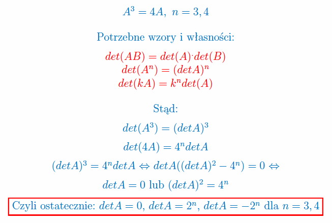 Oblicz możliwe wartości wyznacznika macierzy - zad. (5) - Obliczone.pl
