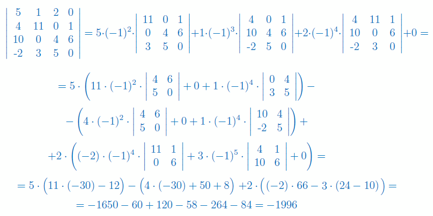 Stosując rozwinięcie Laplace'a oblicz wyznacznik macierzy - zad. (14 ...