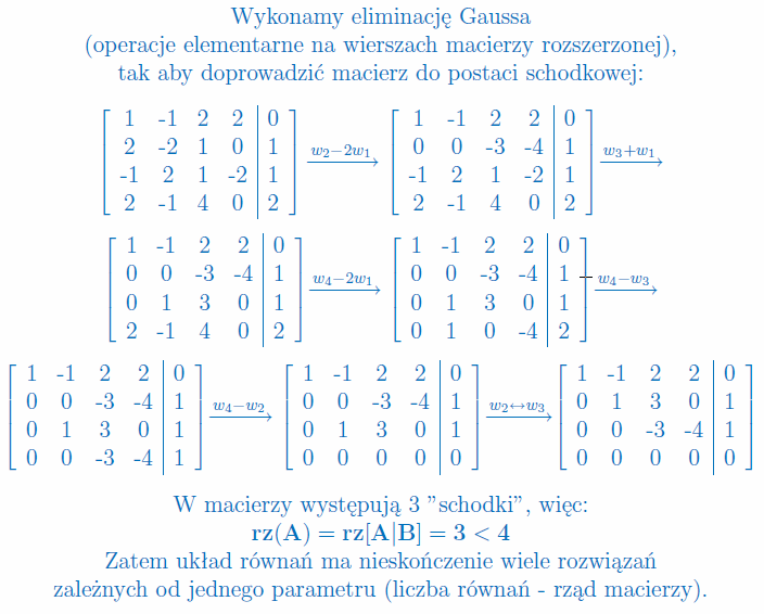 Rozwiązać układ równań metodą eliminacji Gaussa - zad. (2) - Obliczone.pl