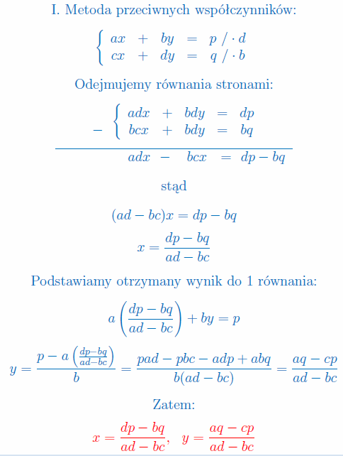 Rozwiąż układ równań metodą przeciwnych współczynników oraz za pomocą ...